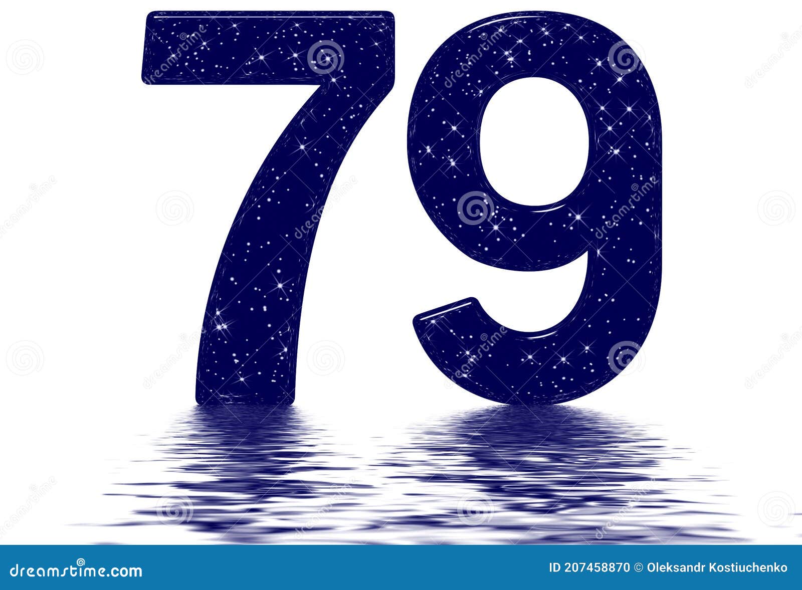 Numeral 79, Seventy Nine, Star Sky Texture Imitation, Reflected on the ...