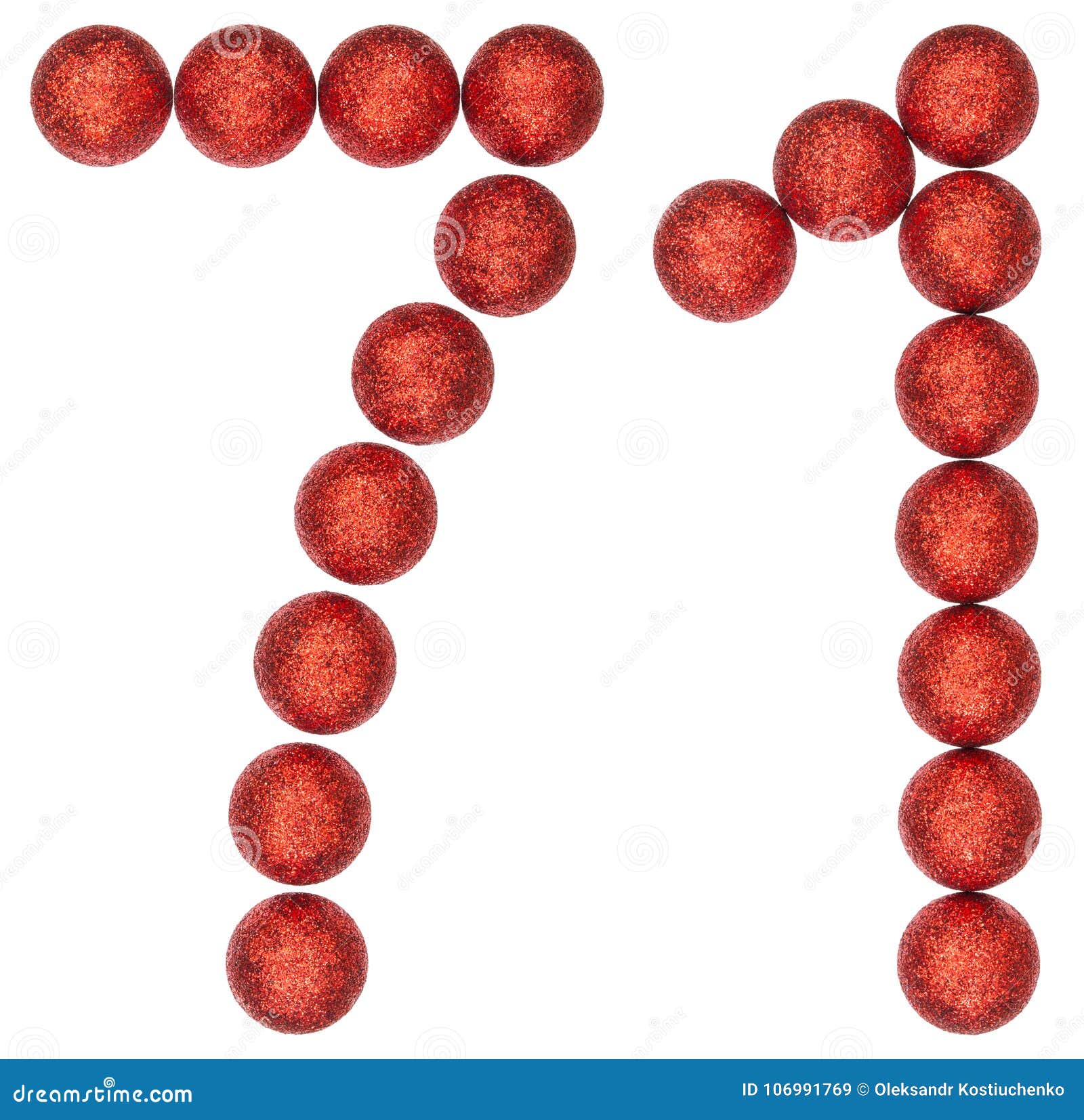 Numeral 71, Seventy One, from Decorative Balls, Isolated on Whit Stock ...