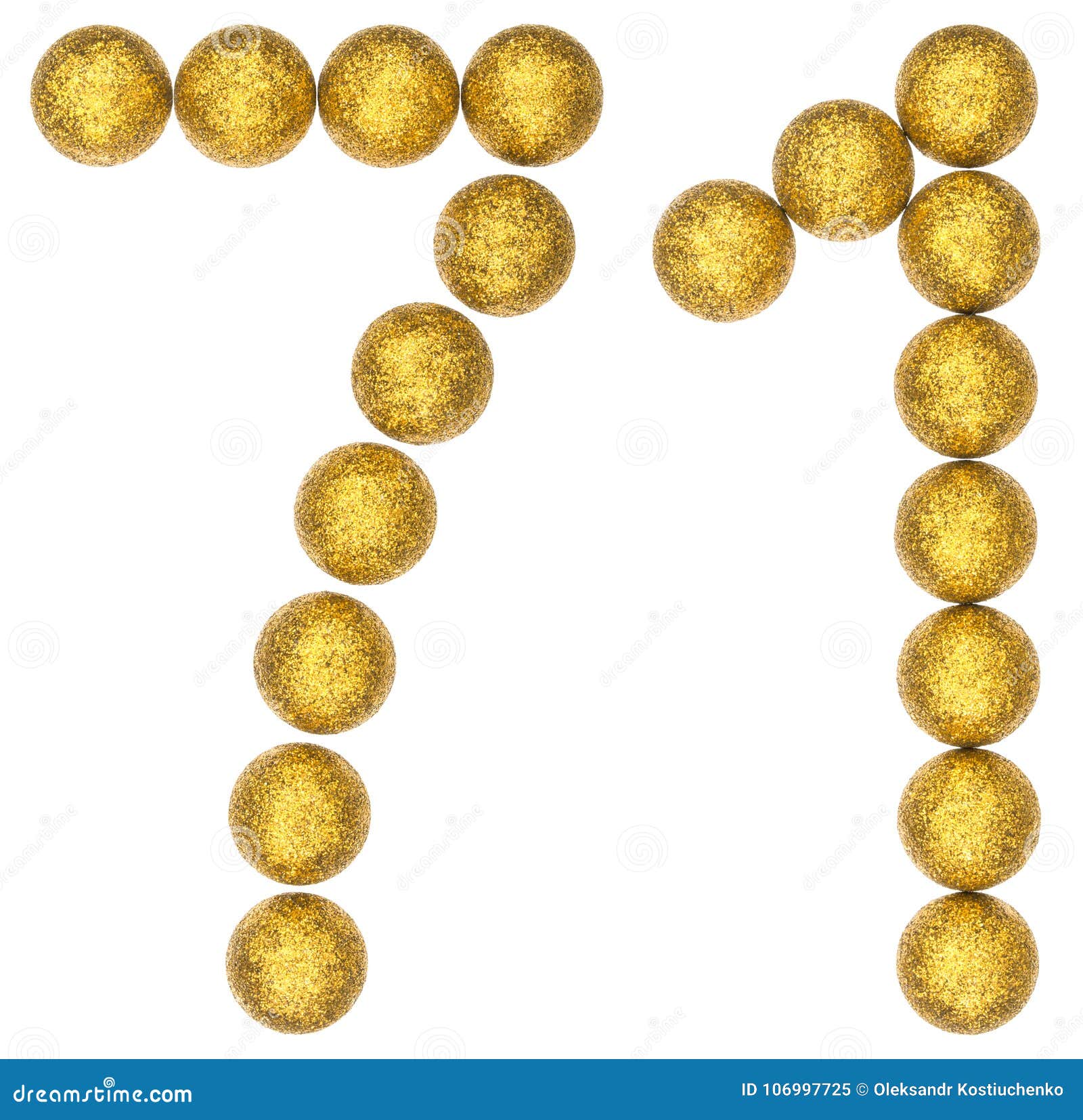 Numeral 71, Seventy One, from Decorative Balls, Isolated on Whit Stock ...