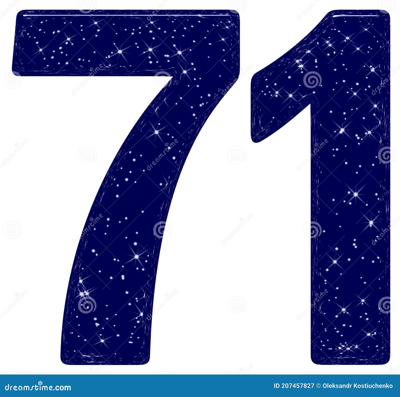 Numeral 71, Seventy One, Star Sky Texture Imitation, Isolated on White ...