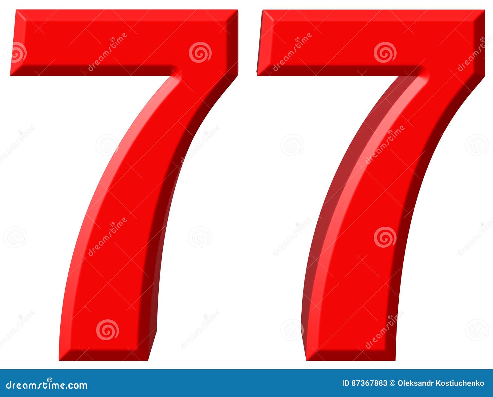 Numeral 77, Seventy Seven, Isolated on White Background, 3d Rend Stock ...