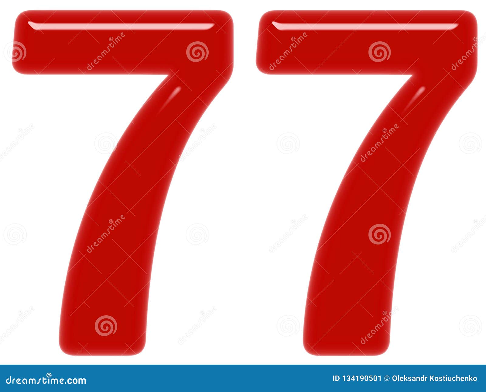 Numeral 77, Seventy Seven, Isolated on White Background, 3d Render ...