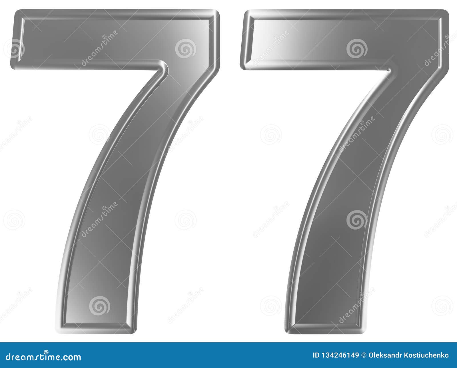 Numeral 77, Seventy Seven, Isolated on White Background, 3d Render ...