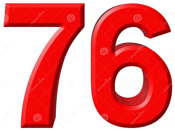 Numeral 76, Seventy Six,, Isolated on White Background, 3d Render Stock ...