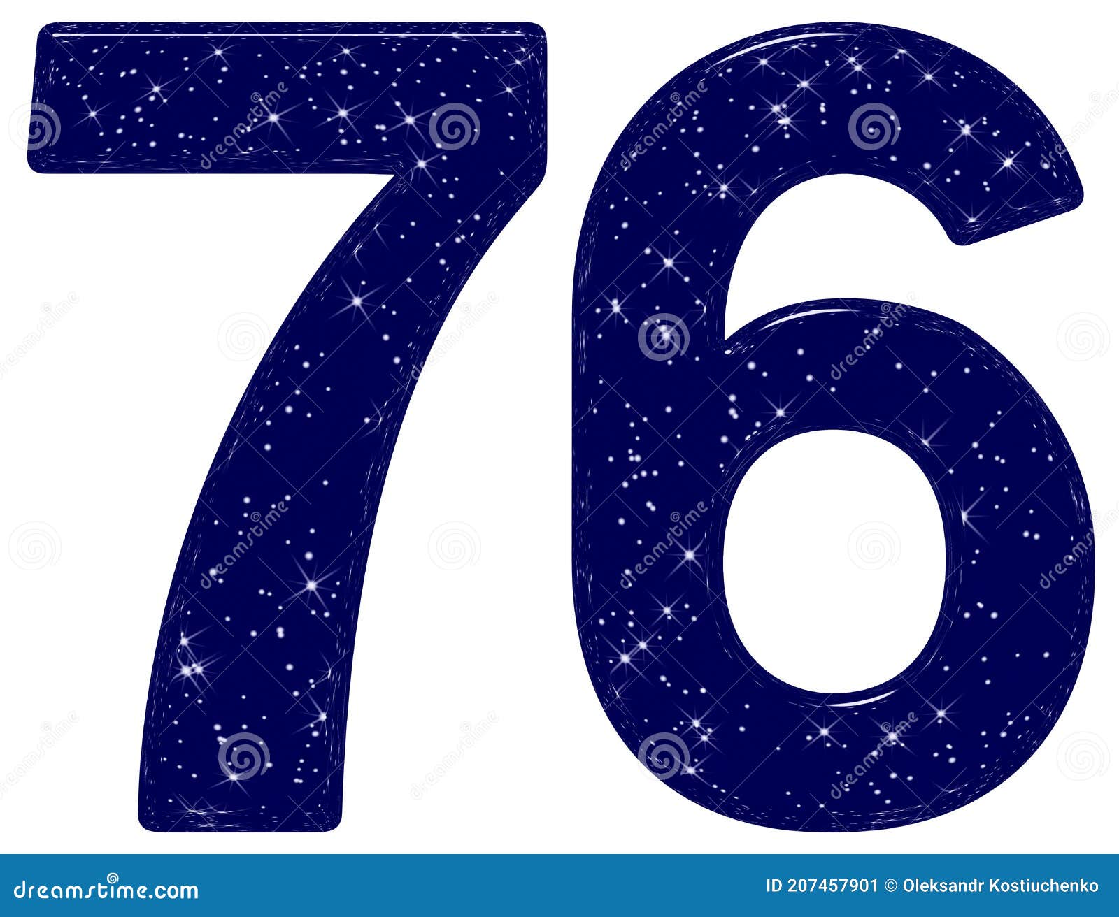 Numeral 76, Seventy Six, Star Sky Texture Imitation, Isolated on White ...
