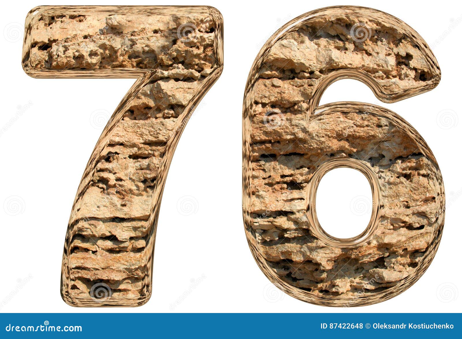 Numeral 76, Seventy Six, on White, Natural Limestone, 3 Stock ...