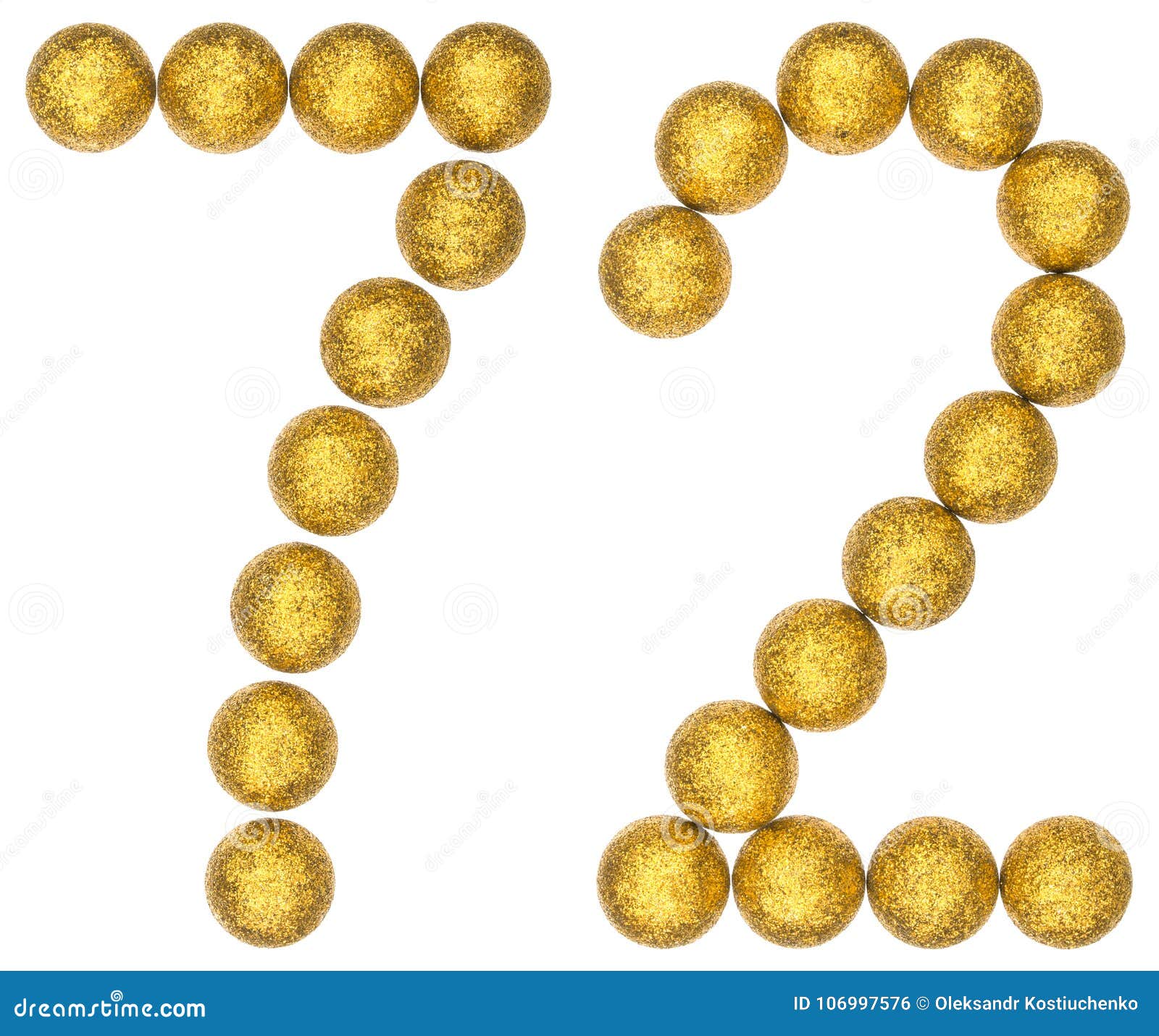 Numeral 72, Seventy Two, from Decorative Balls, Isolated on Whit Stock ...