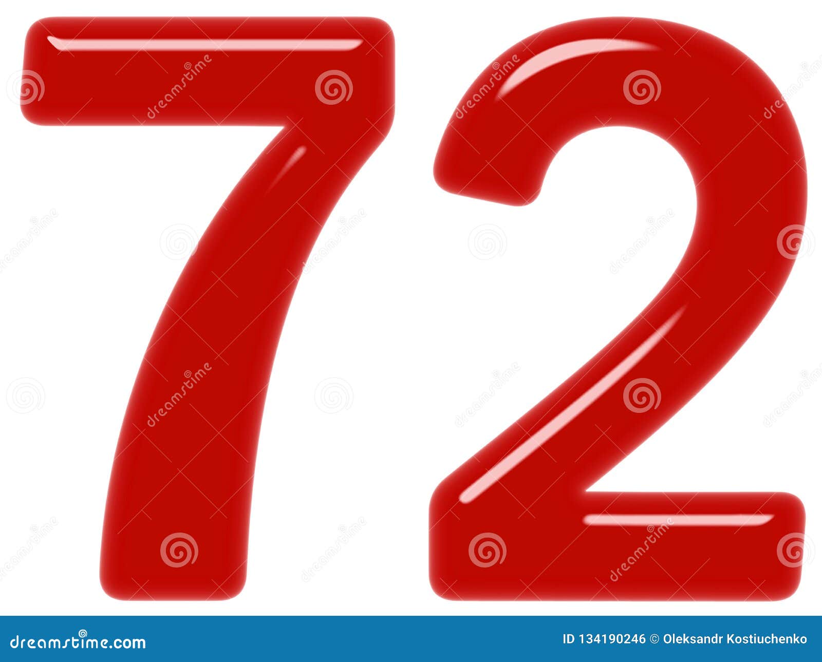 Numeral 72, Seventy Two, Isolated on White Background, 3d Render Stock ...