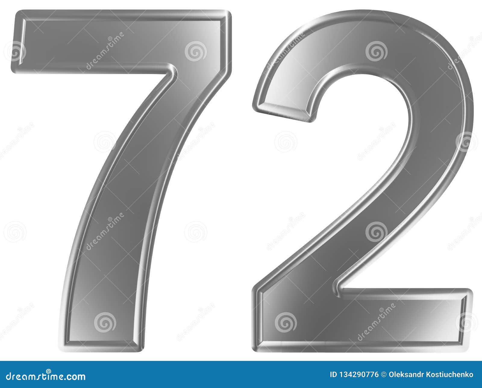 Numeral 72, Seventy Two, Isolated on White Background, 3d Render Stock ...