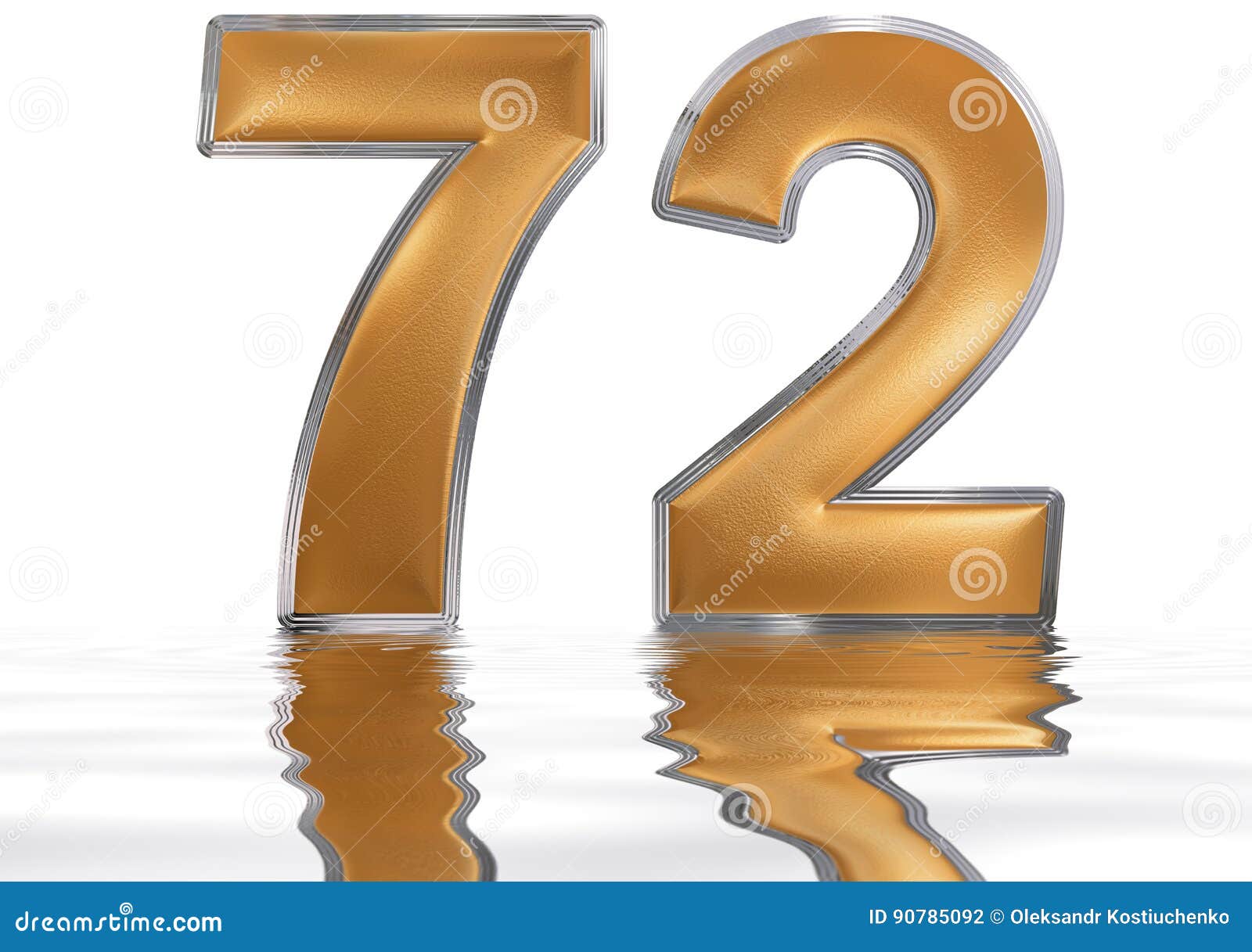 Numeral 72, Seventy Two, Reflected on the Water Surface, Isolate Stock ...