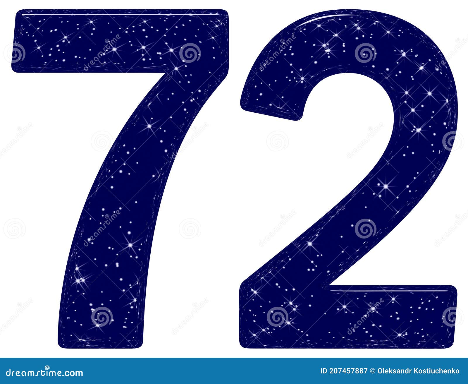 Numeral 72, Seventy Two, Star Sky Texture Imitation, Isolated on White ...