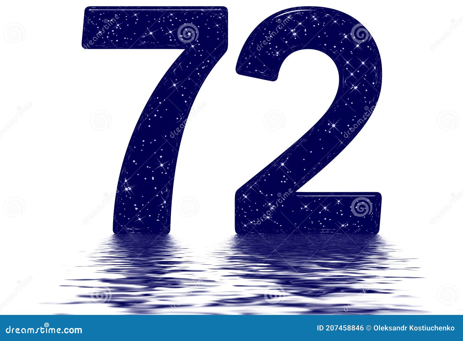 Numeral 72, Seventy Two, Star Sky Texture Imitation, Reflected on the ...