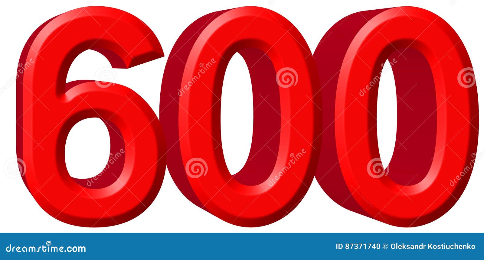 Numeral 600, Six Hundred, Isolated on White Background, 3d Render Stock ...