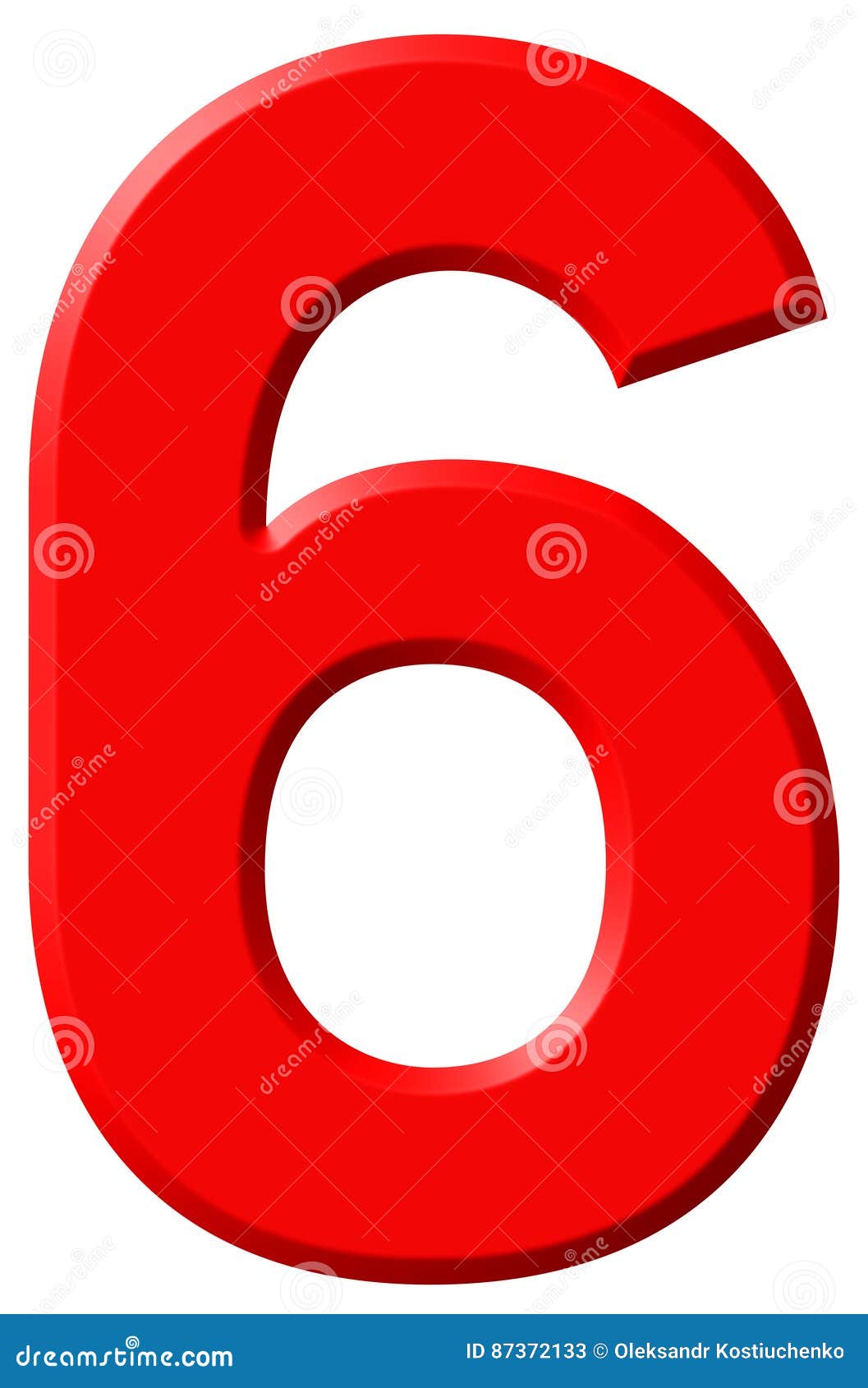 Numeral 6, Sixn, Isolated on White Background, 3d Stock Illustration ...