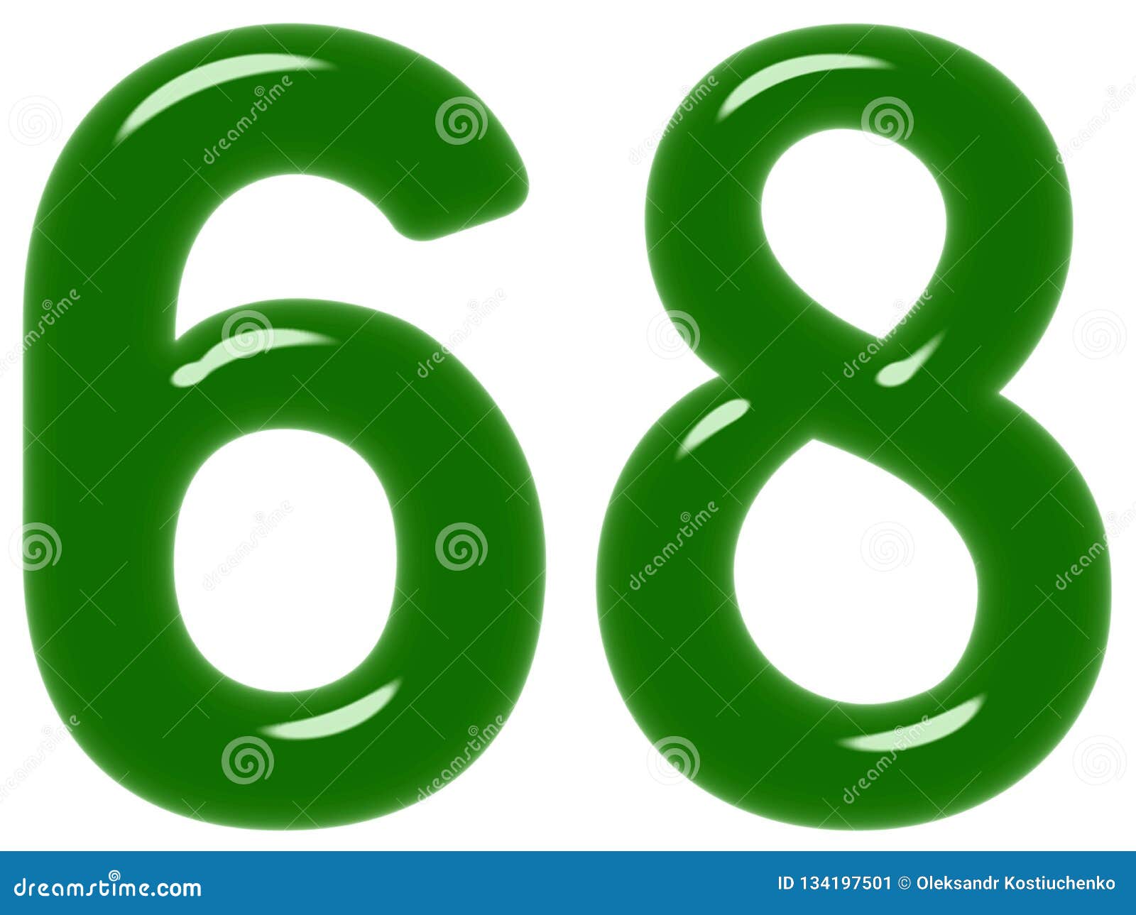 Numeral 68, Sixty Eight, Isolated on White Background, 3d Render Stock ...