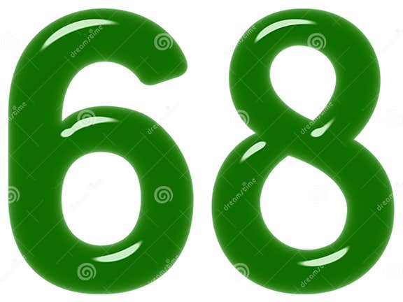 Numeral 68, Sixty Eight, Isolated on White Background, 3d Render Stock ...
