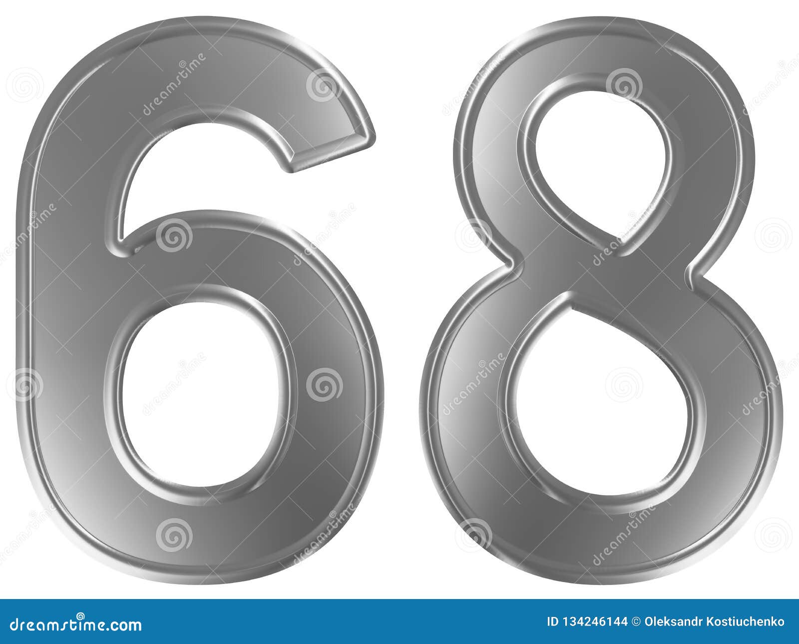 Numeral 68, Sixty Eight, Isolated on White Background, 3d Render Stock ...