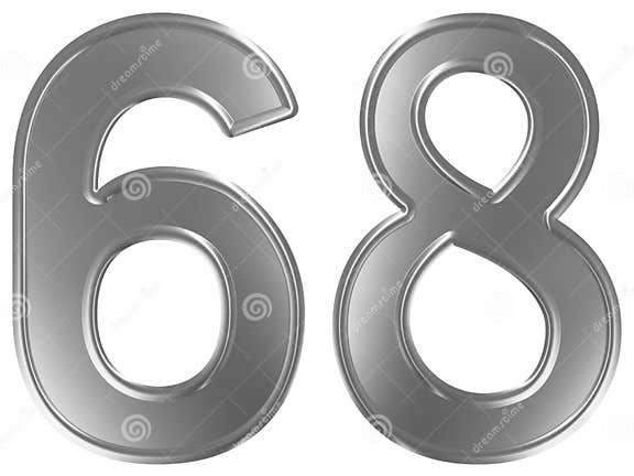 Numeral 68, Sixty Eight, Isolated on White Background, 3d Render Stock ...
