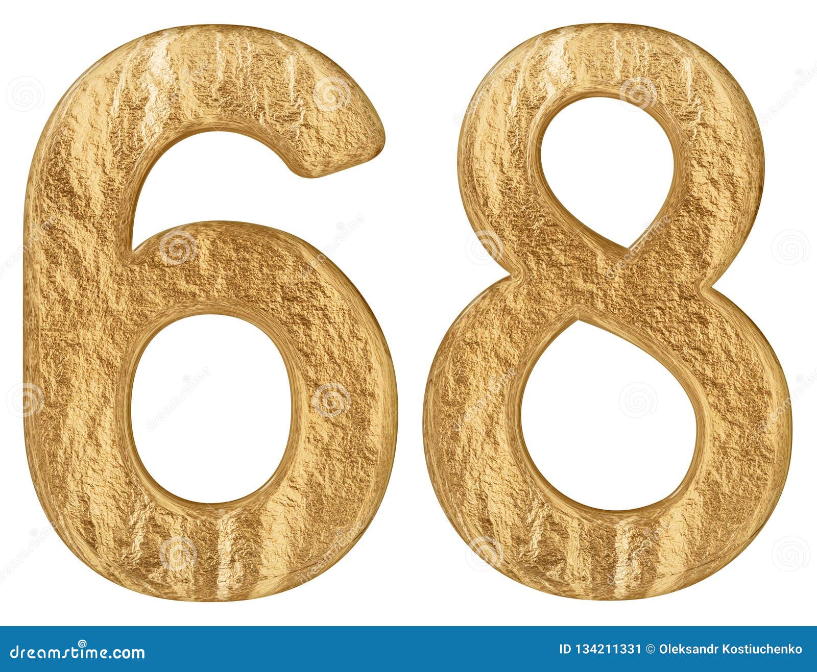 Numeral 68, Sixty Eight, Isolated on White Background, 3d Render Stock ...