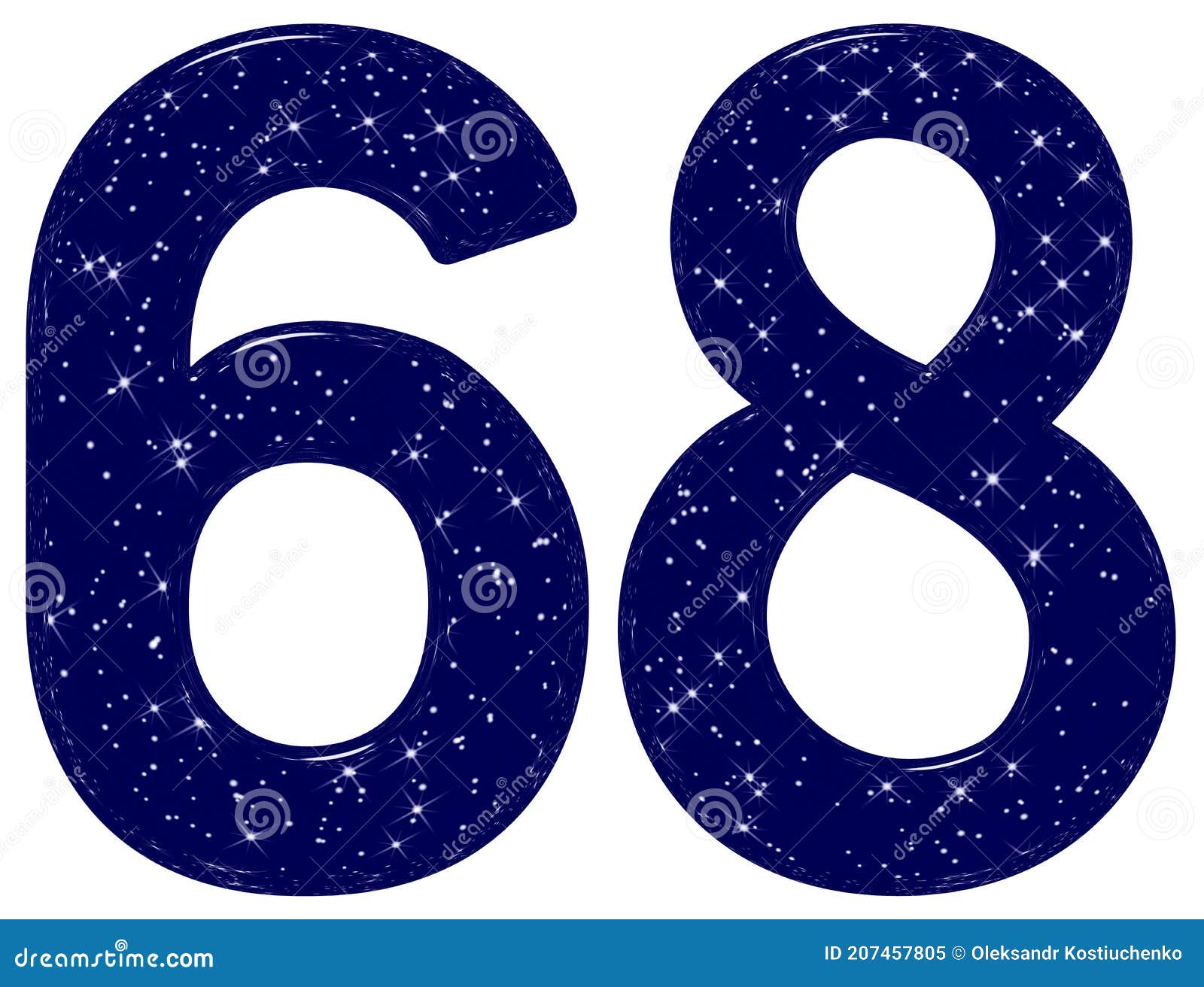 Numeral 68, Sixty Eight, Star Sky Texture Imitation, Isolated on White ...