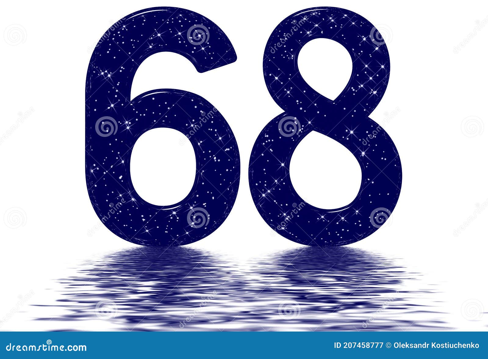 Numeral 68, Sixty Eight, Star Sky Texture Imitation, Reflected on the ...