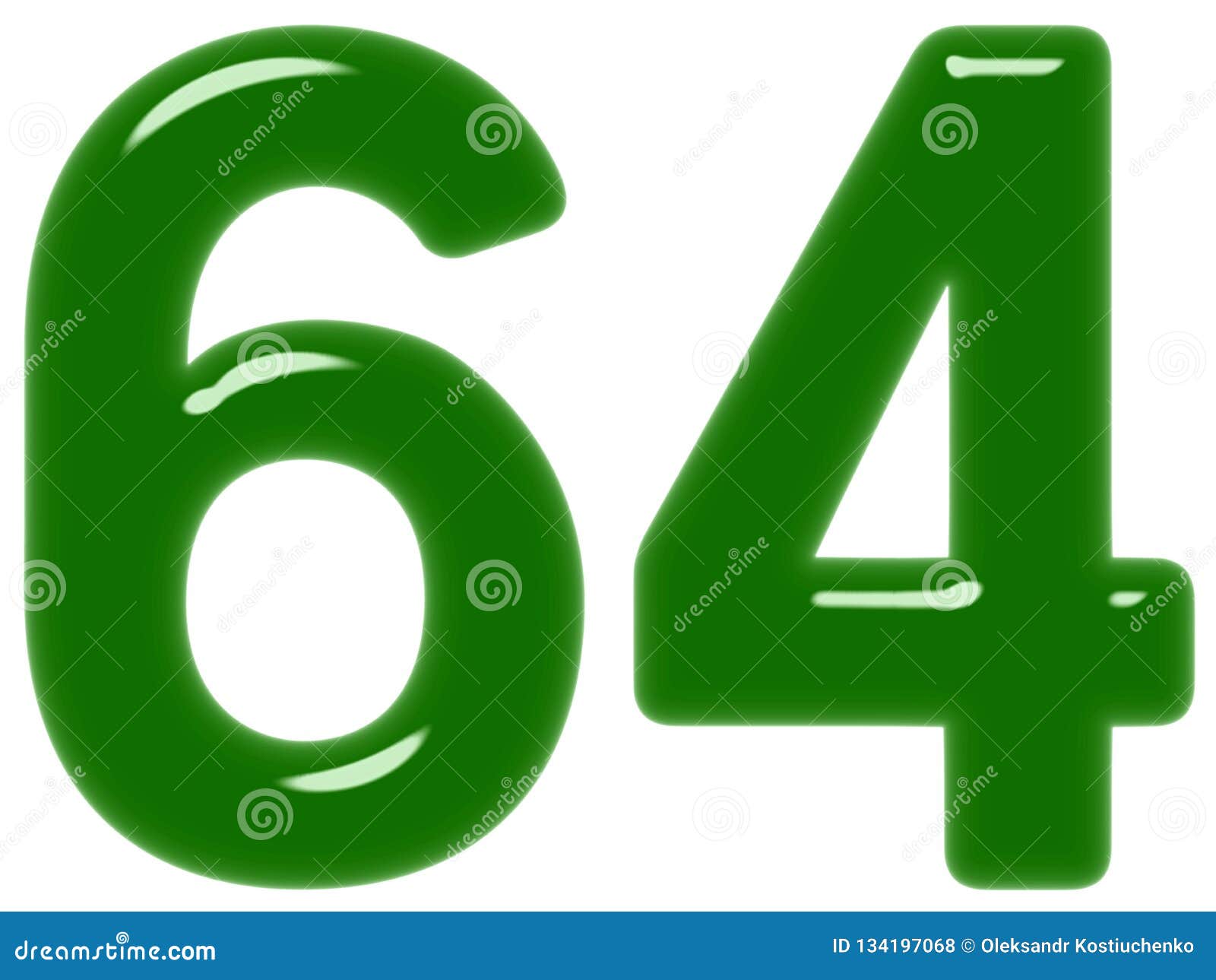 Numeral 64, Sixty Four, Isolated on White Background, 3d Render Stock ...