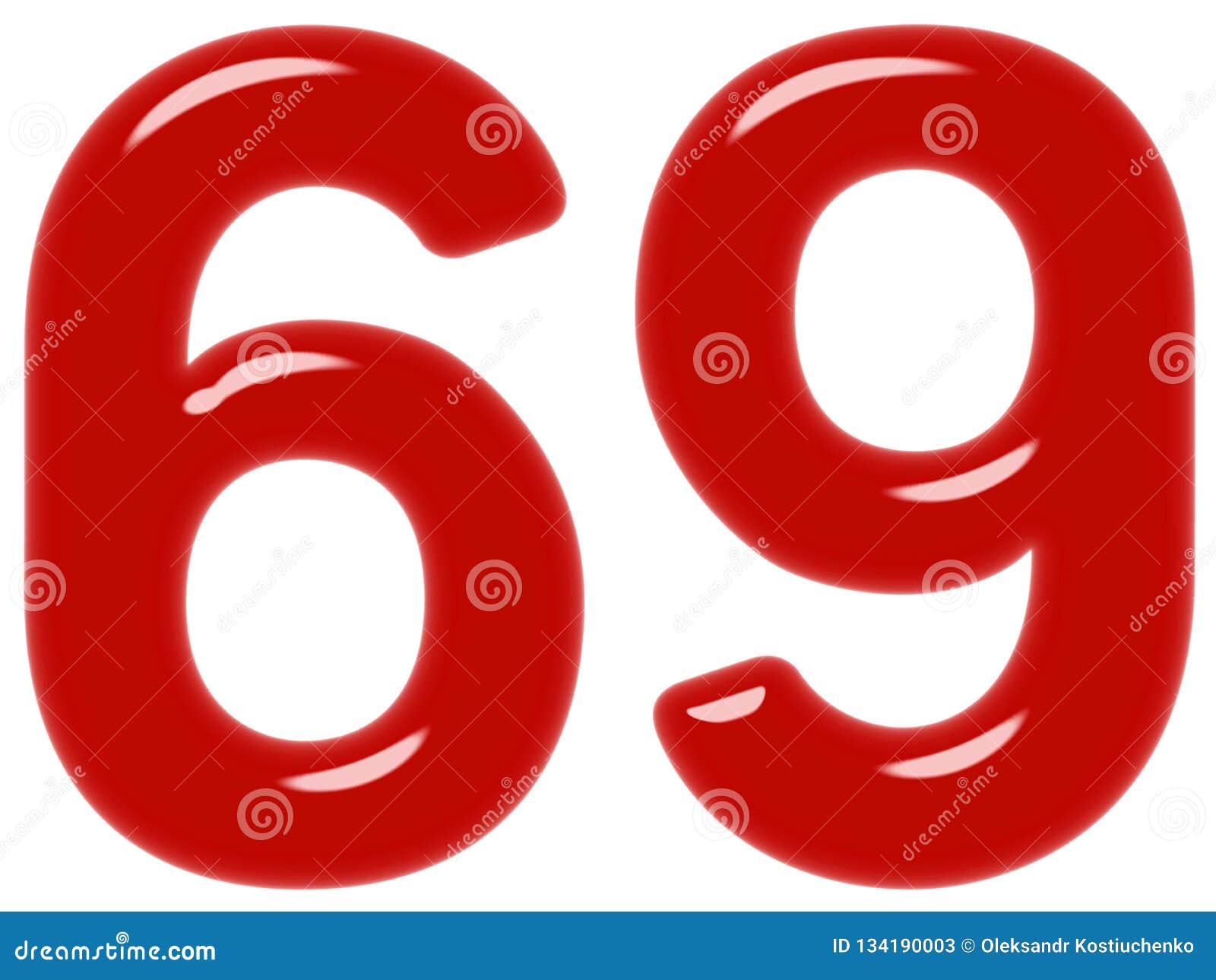 Numeral 69, Sixty Nine, Isolated on White Background, 3d Render Stock ...
