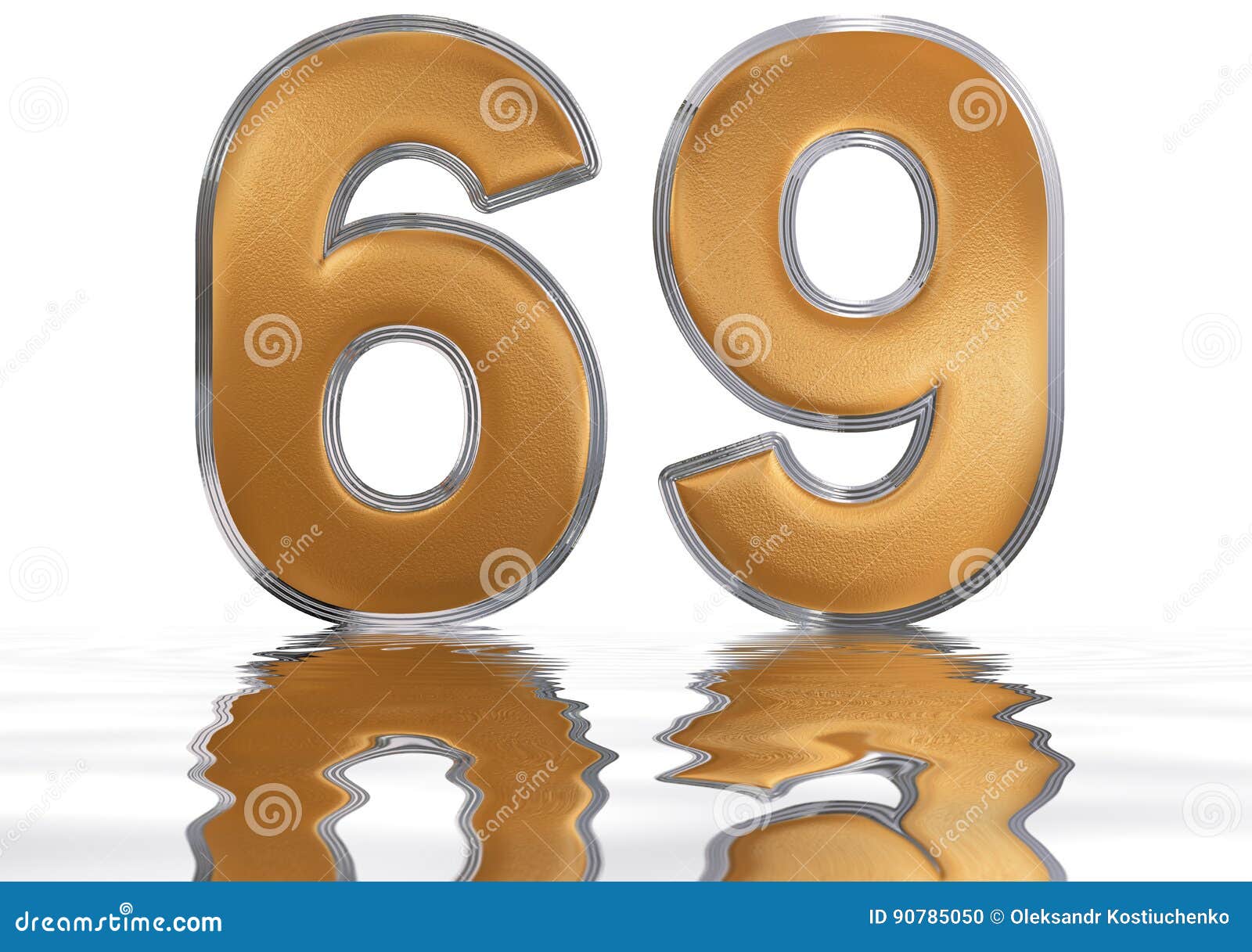 Numeral 69, Sixty Nine, Reflected on the Water Surface, Stock ...