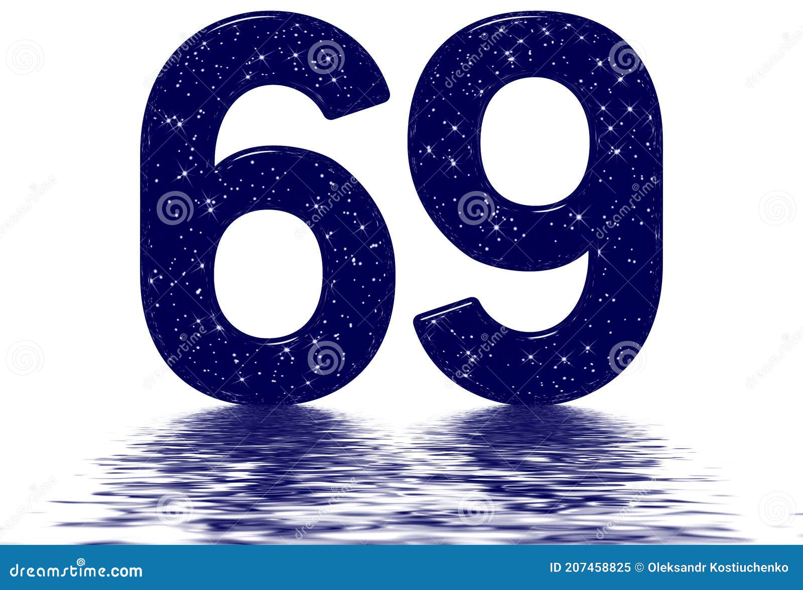 Numeral 69, Sixty Nine, Star Sky Texture Imitation, Reflected on the ...