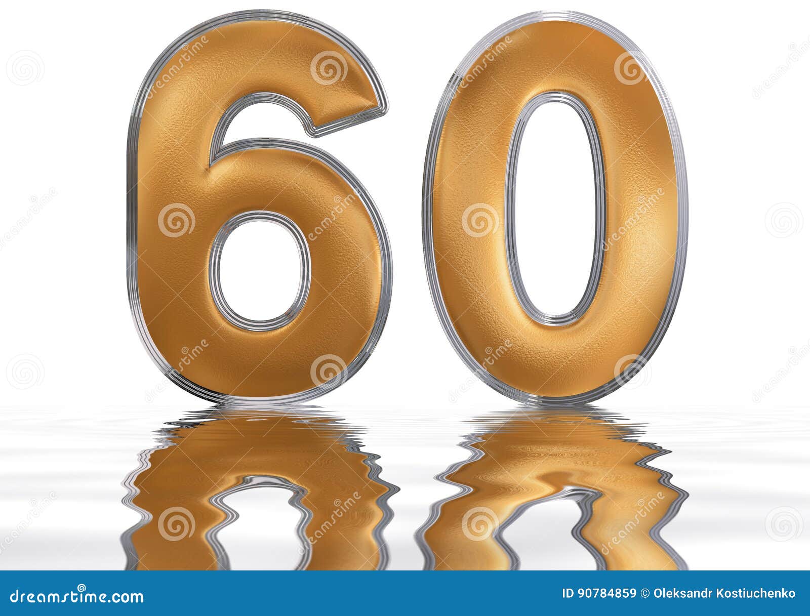 Numeral 60, Sixty, Reflected on the Water Surface, on Stock ...