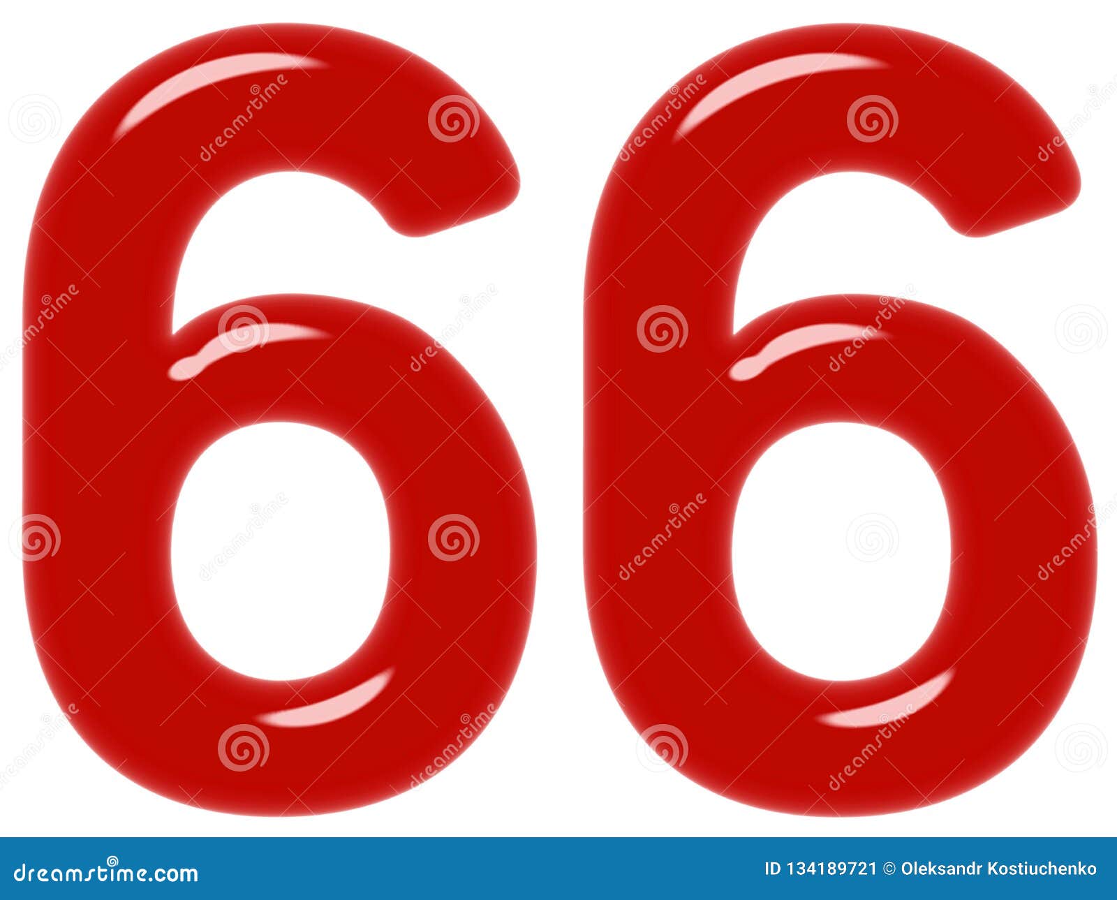 Numeral 66, Sixty Six, Isolated on White Background, 3d Render Stock ...