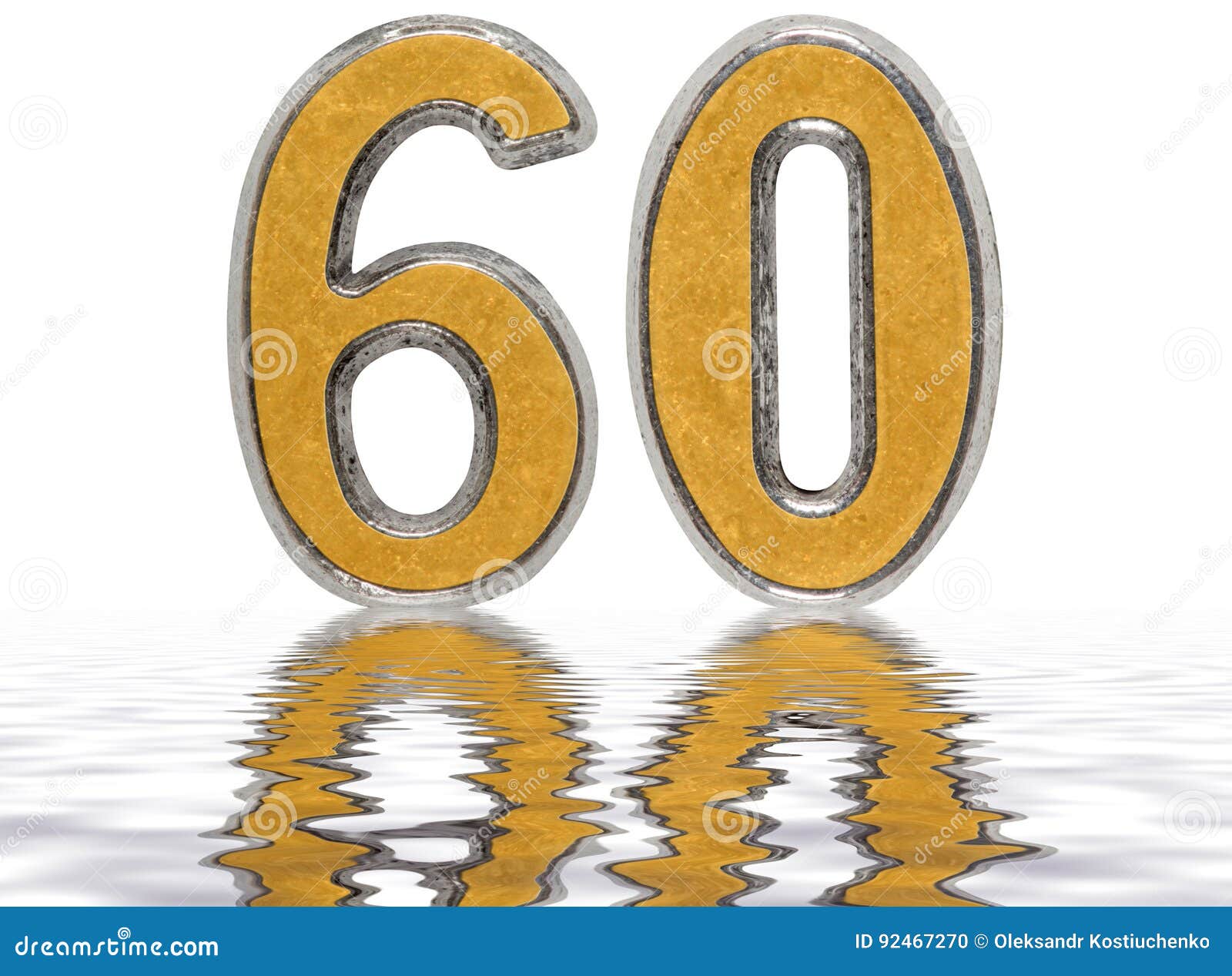 Numeral 60, Sixty, Six, Reflected on the Water Surface, Isolated Stock ...