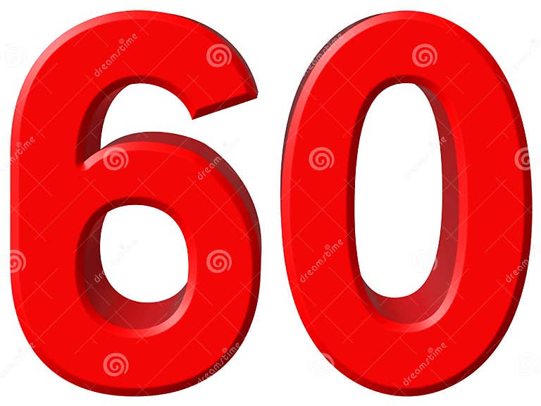Numeral 60, Sixty, Sixty, Isolated on White Background, 3d Render Stock ...