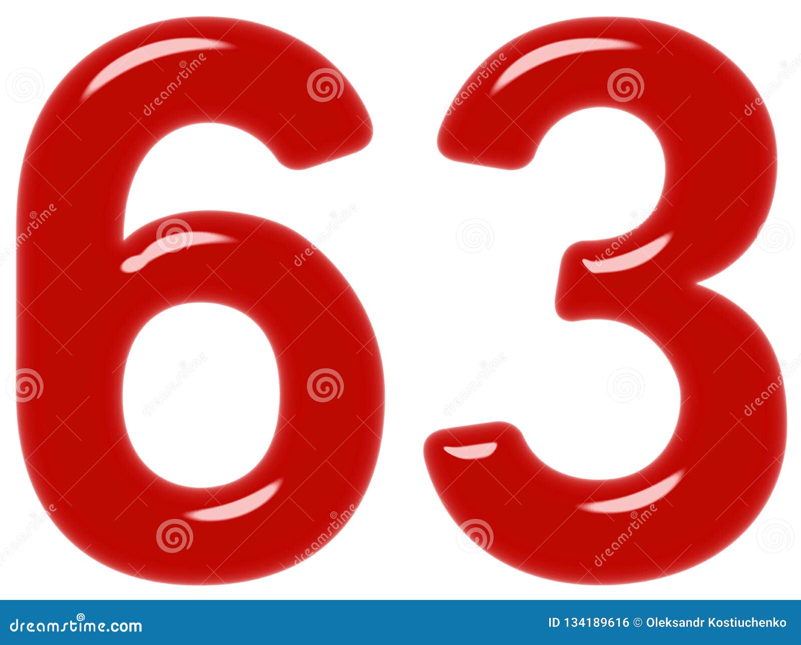 Numeral 63, Sixty Three, Isolated on White Background, 3d Render Stock ...