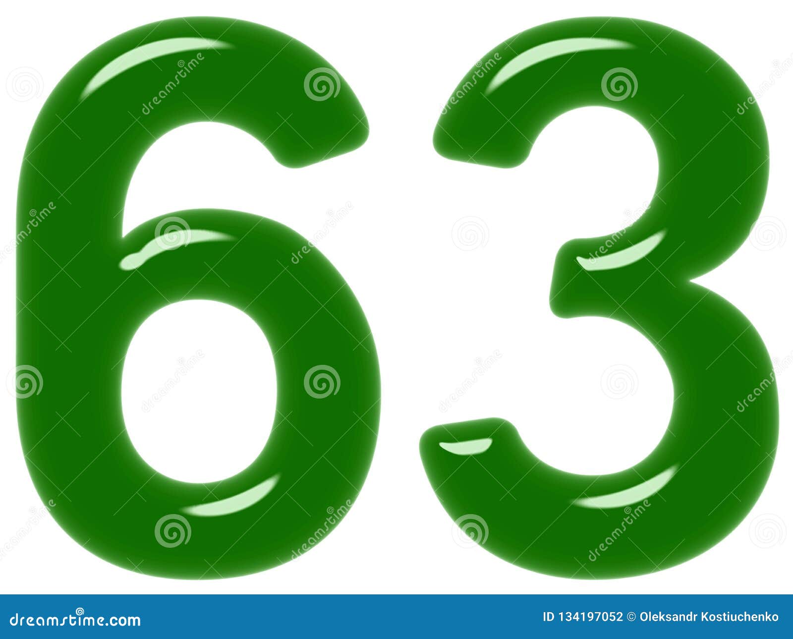 Numeral 63, Sixty Three, Isolated on White Background, 3d Render Stock ...