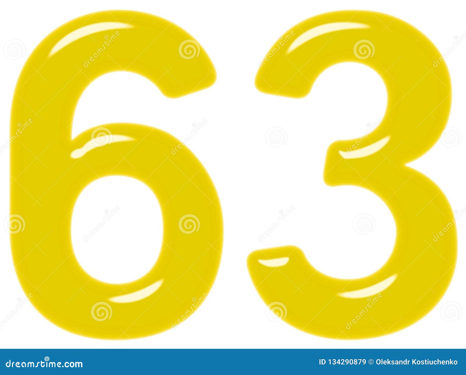 Numeral 63, Sixty Three, Isolated on White Background, 3d Render Stock ...