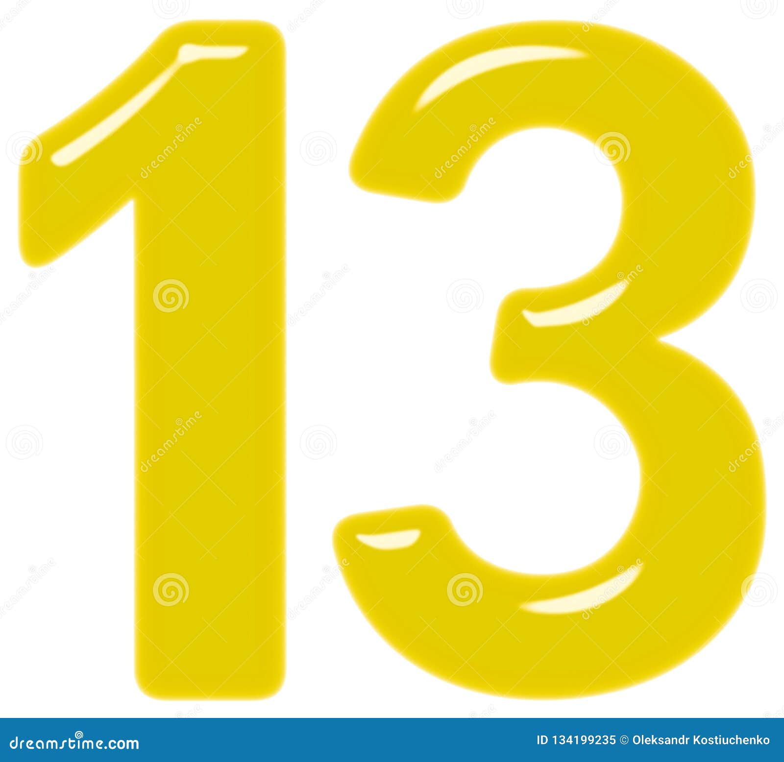Numeral 13, Thirteen, Isolated on White Background, 3d Render Stock ...