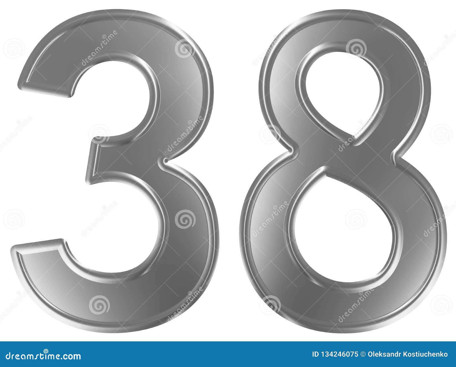 Numeral 38, Thirty Eight, Isolated on White Background, 3d Render Stock ...