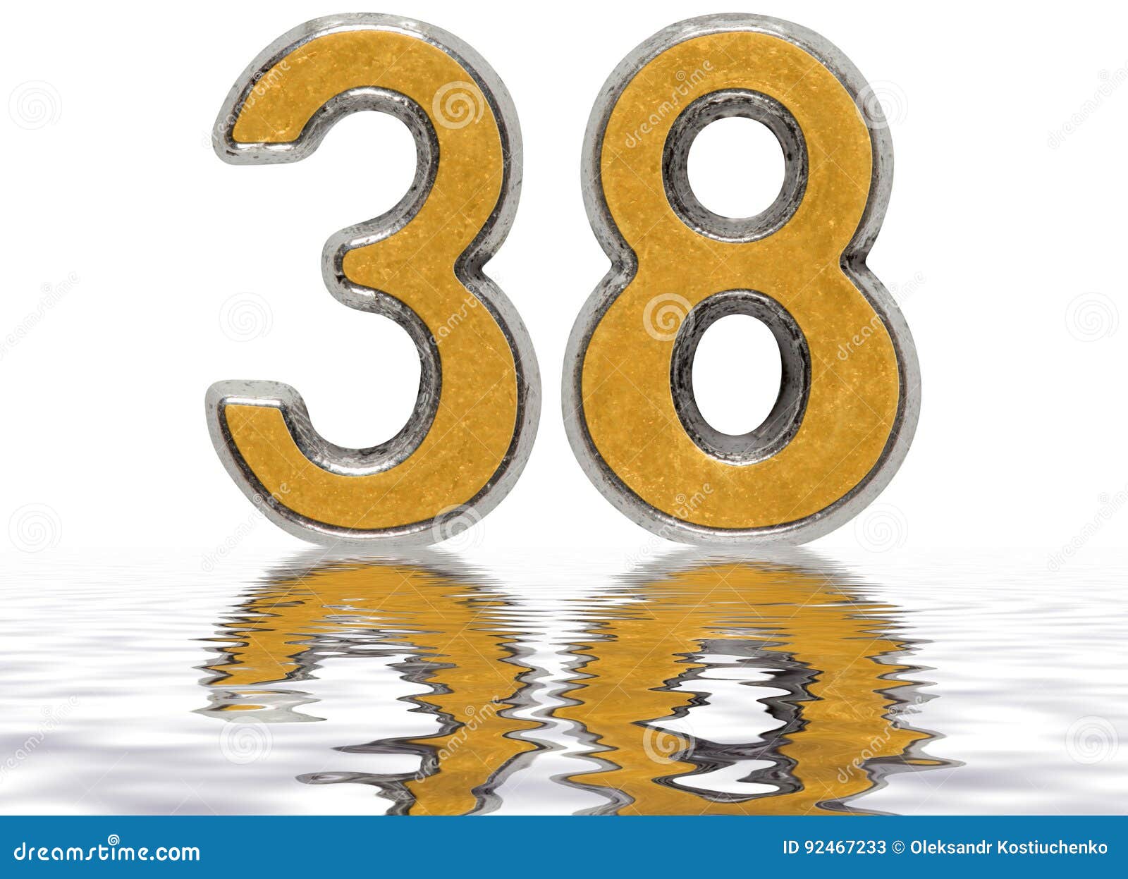 Numeral 38, Thirty Eight, Reflected on the Water Surface Stock ...