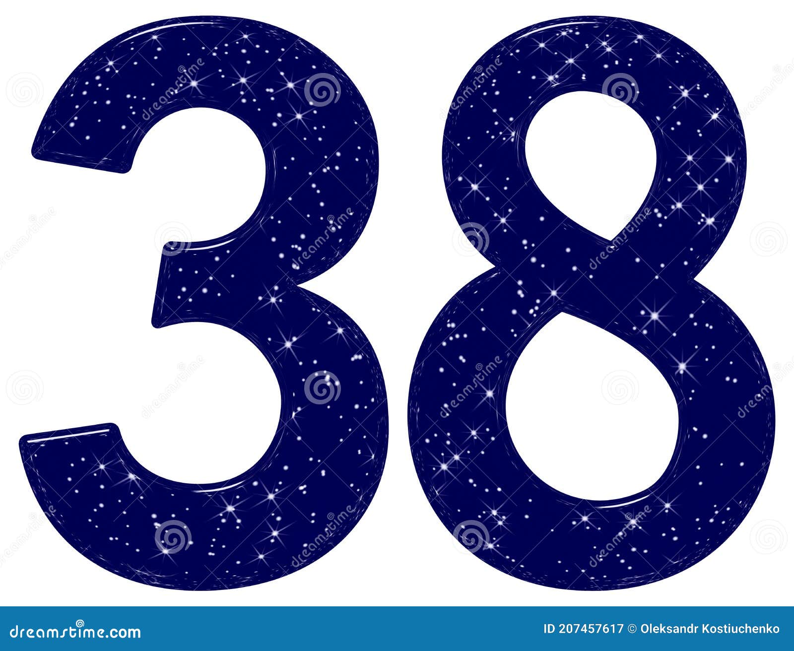 Numeral 38, Thirty Eight, Star Sky Texture Imitation, Isolated on White ...