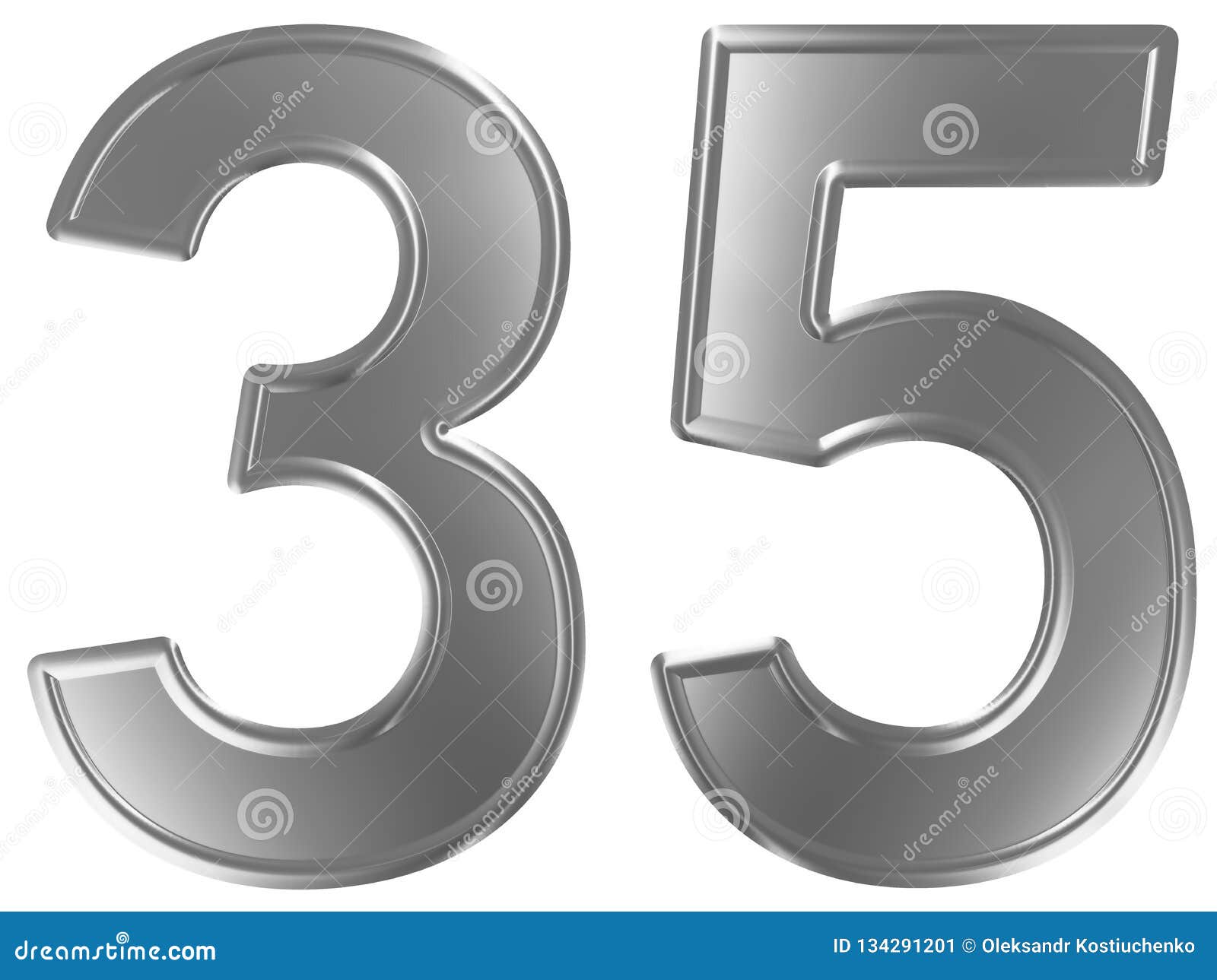 Numeral 35, Thirty Five, Isolated on White Background, 3d Render Stock ...