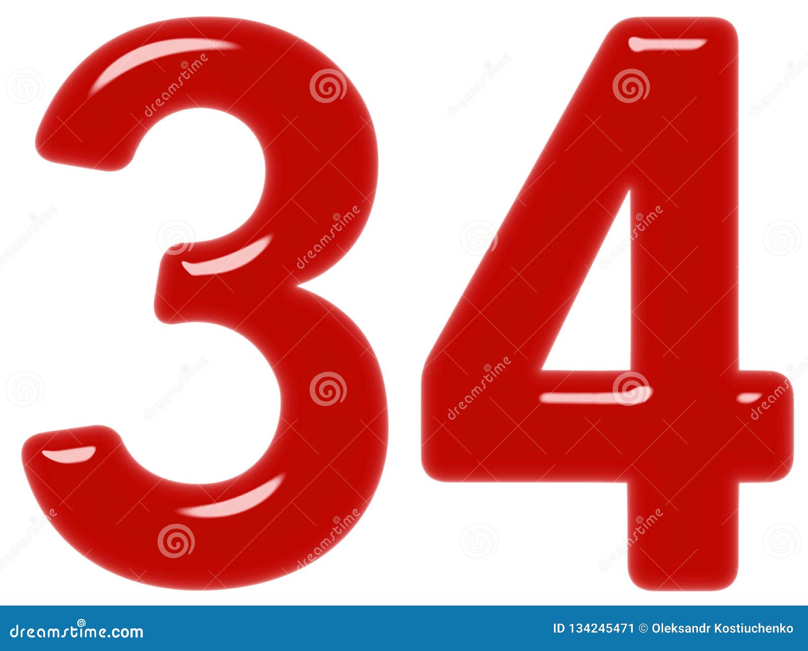 Numeral 34, Thirty Four, Isolated on White Background, 3d Render Stock ...