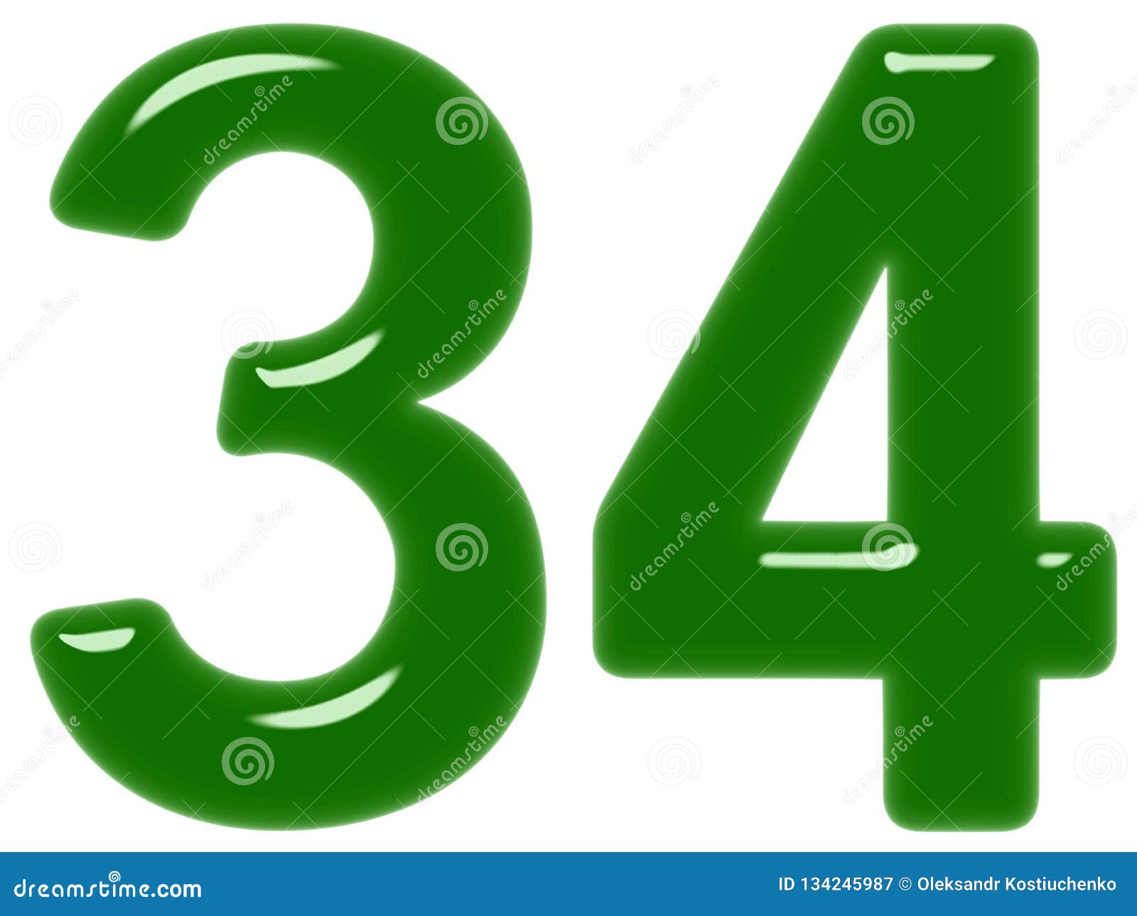 Numeral 34, Thirty Four, Isolated on White Background, 3d Render Stock ...