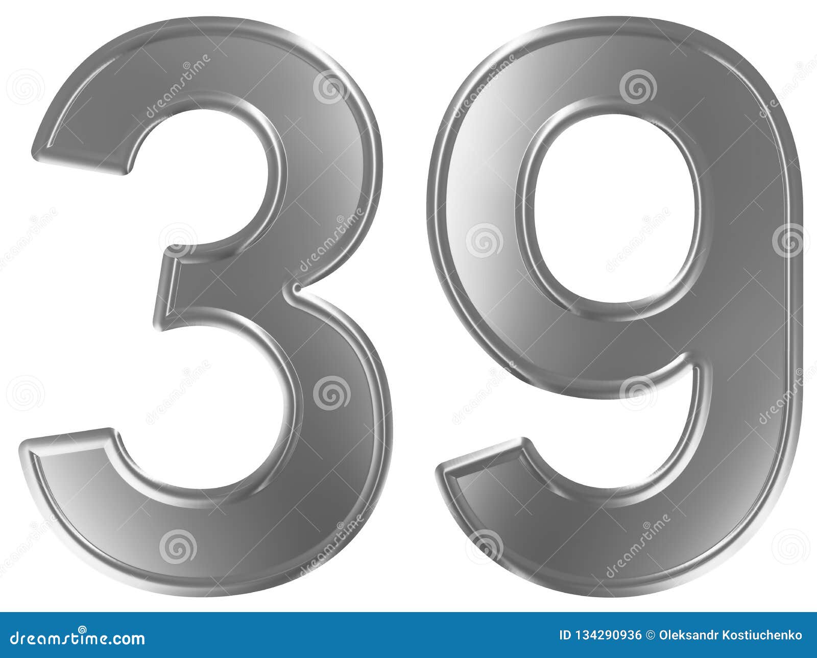 Numeral 39, Thirty Nine, Isolated on White Background, 3d Render Stock ...