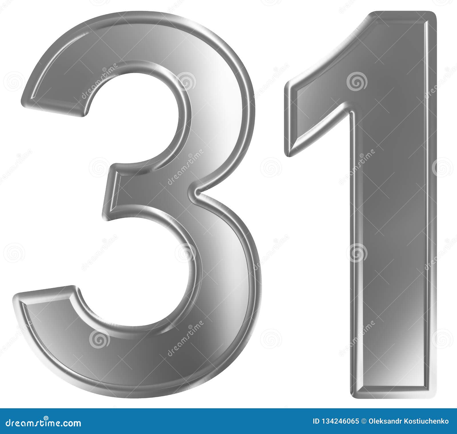 Numeral 31, Thirty One, Isolated on White Background, 3d Render Stock ...