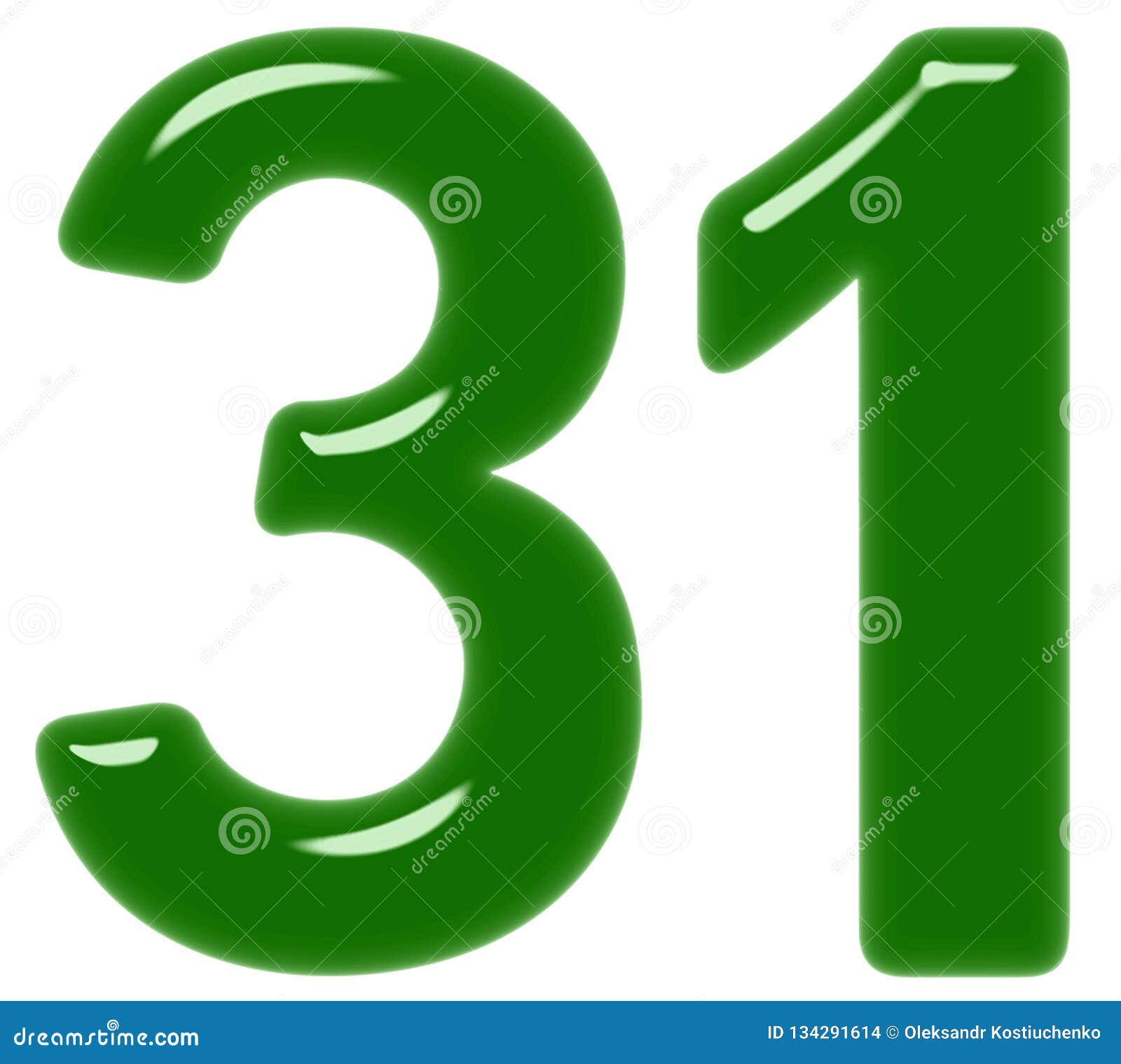 Numeral 31, Thirty One, Isolated on White Background, 3d Render Stock ...