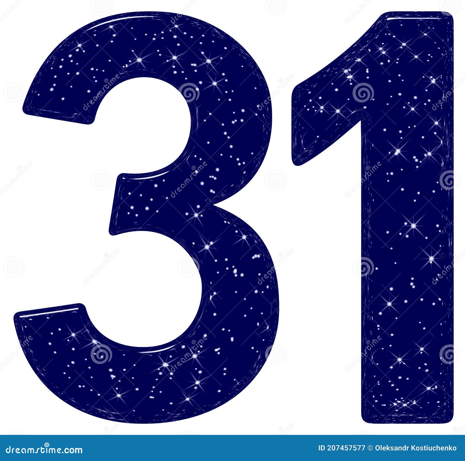 Numeral 31, Thirty One, Star Sky Texture Imitation, Isolated on White ...