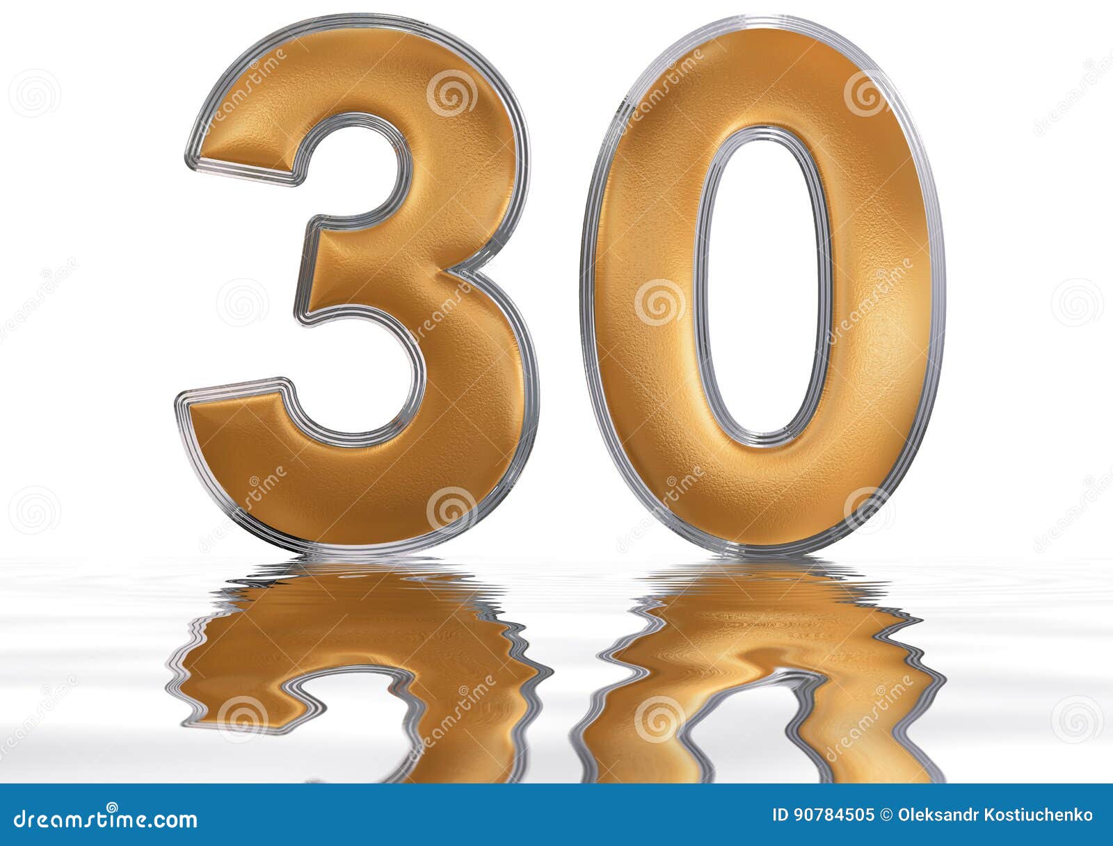 Numeral 30, Thirty, Reflected on the Water Surface, on Stock ...