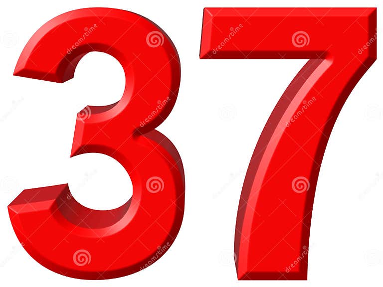Numeral 37, Thirty Seven, Isolated on White Background, 3d Render Stock ...