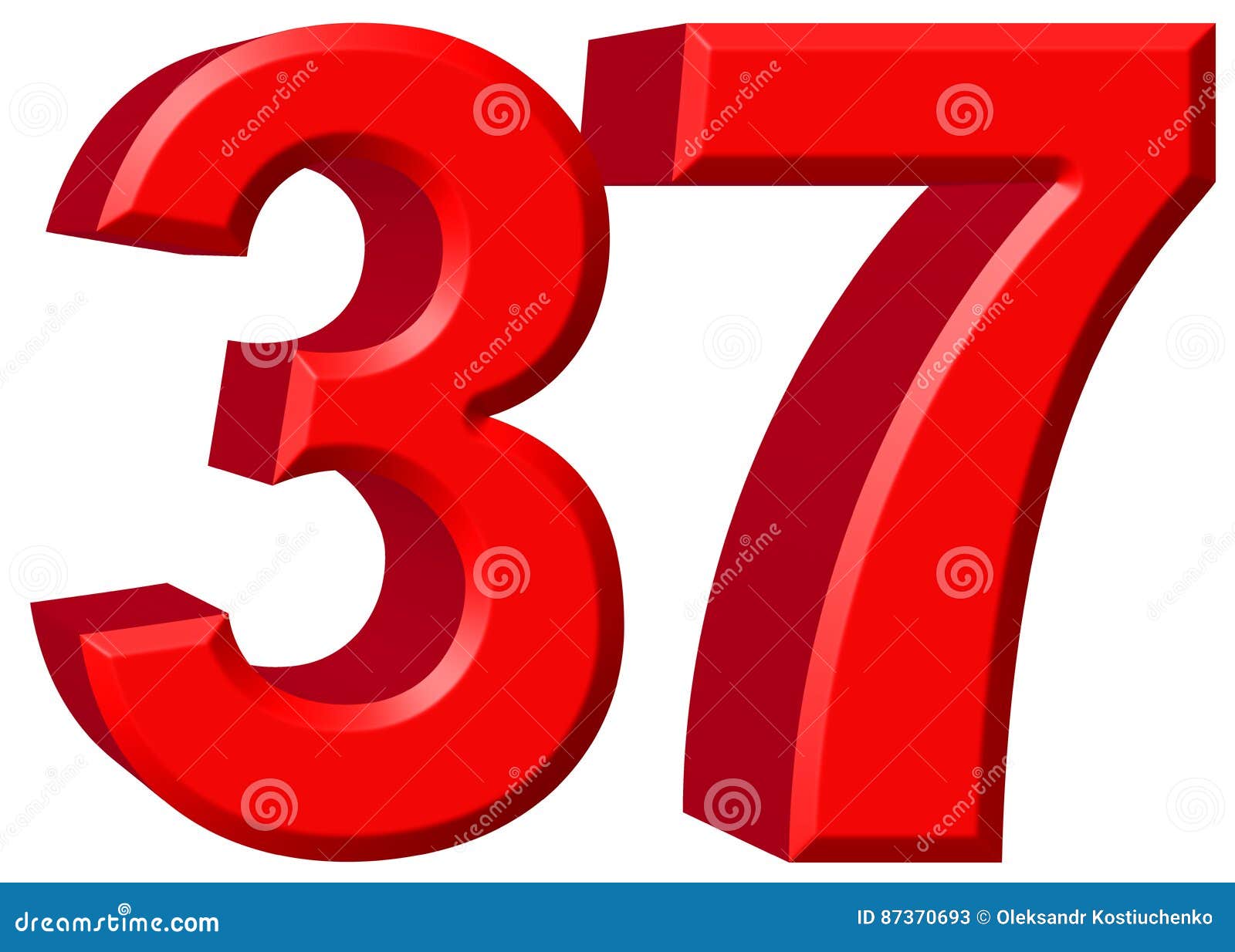 Numeral 37, Thirty Seven, Isolated on White Background, 3d Render Stock ...